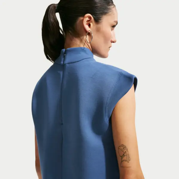Nike Tech Fleece High Neck Short Sleeve Top - Blue