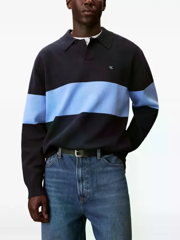 Calvin Klein Striped V-neck Sweater