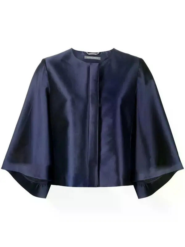 Alberta Ferretti Satin-trim Cropped Cape Jacket