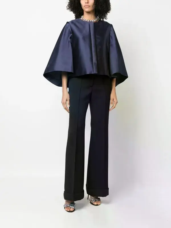 Alberta Ferretti Satin-trim Cropped Cape Jacket