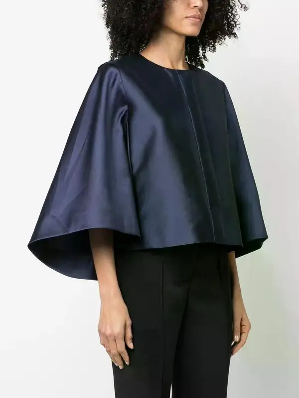 Alberta Ferretti Satin-trim Cropped Cape Jacket