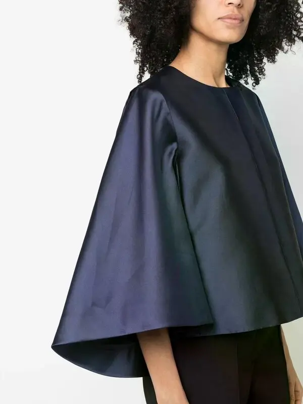 Alberta Ferretti Satin-trim Cropped Cape Jacket