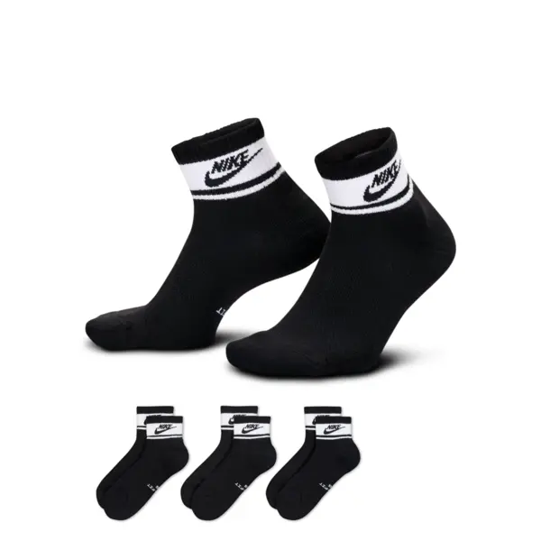 Nike Everyday Elevated Ankle Socks 3 Pairs - Black