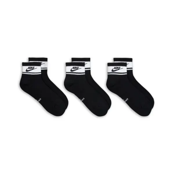 Nike Everyday Elevated Ankle Socks 3 Pairs - Black