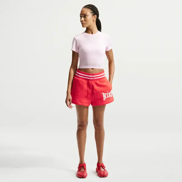 Nike Sportswear Phoenix Fleece High-waisted 4" Shorts - Red
