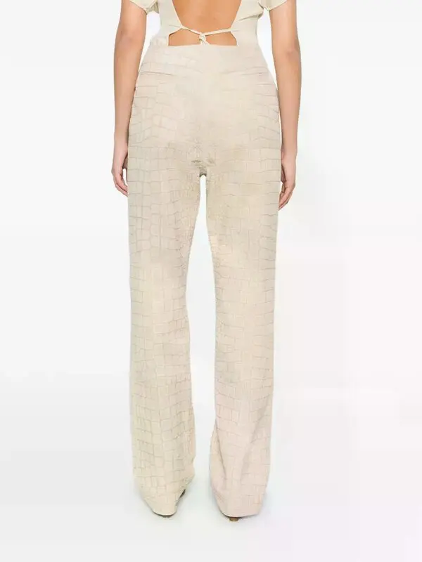 Tove Tieve Croc-effect Trousers - Neutrals