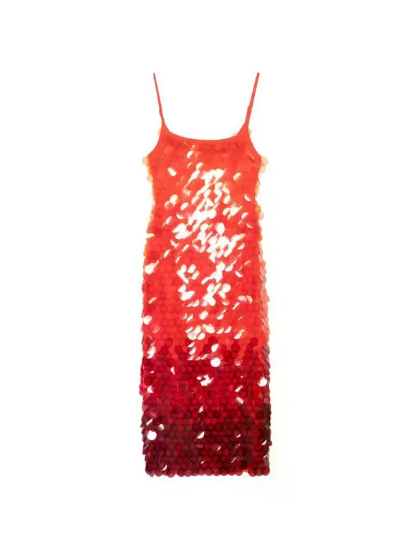 LESLIE AMON Paloma Sequin-embellished Midi Dress - Orange