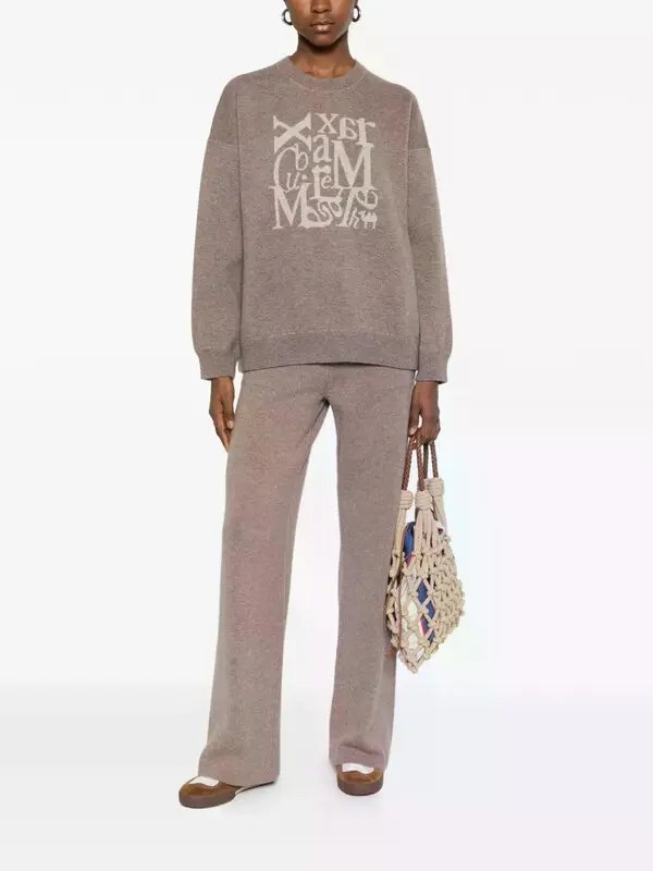 Max Mara Drawstring Waist Wide Leg Track Pants - Brown