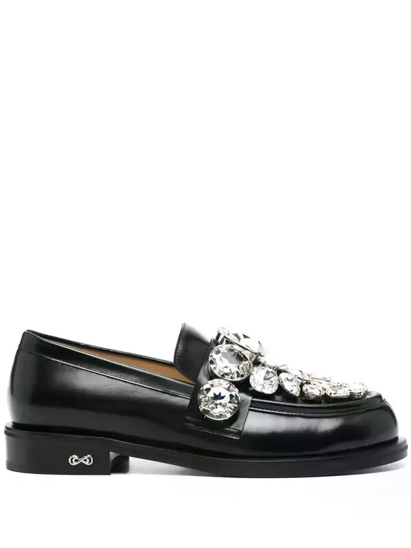 Mach & Mach Crystal-embellished Loafers