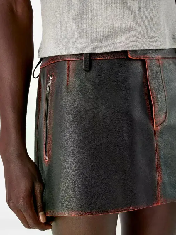 Camper Zip Fastening Leather Skirt