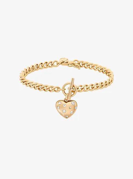 Michael Kors Pavé Heart Charm Bracelet - Gold
