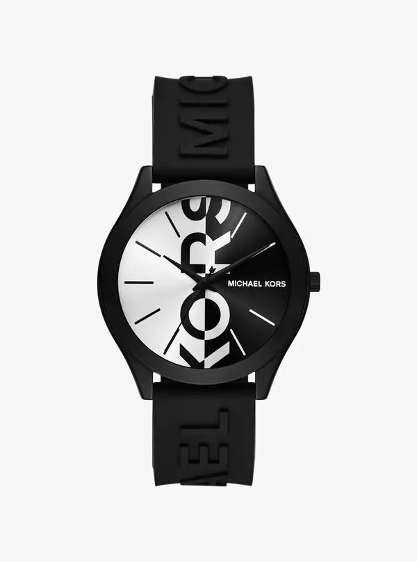 Michael Kors Oversized Stainless Steel And Silicone Aspyn Watch - Black