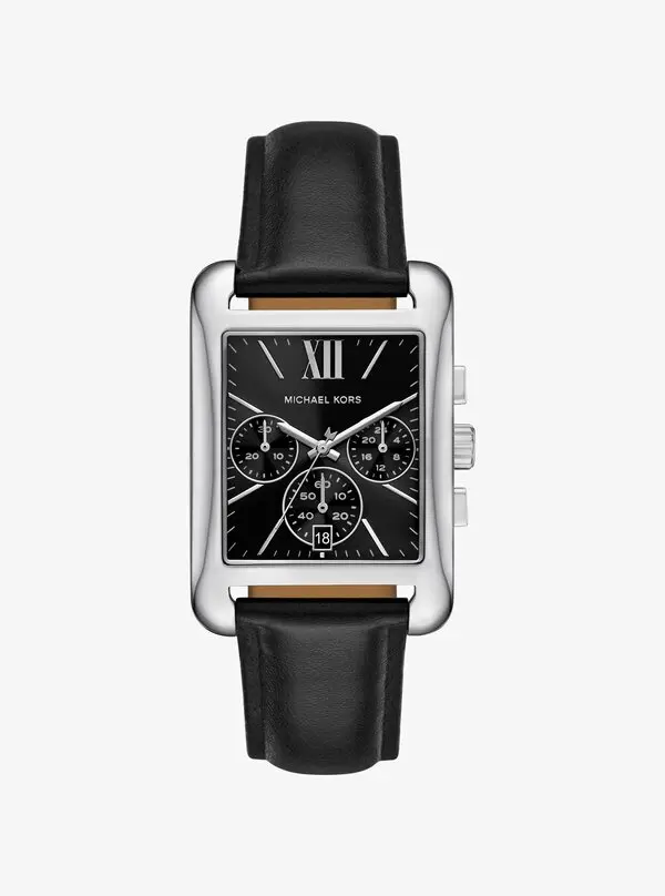 Michael Kors Monroe Stainless Steel And Leather Watch - Silver