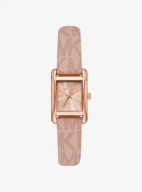 Michael Kors Petite Monroe Logo Strap Watch - Rose Gold
