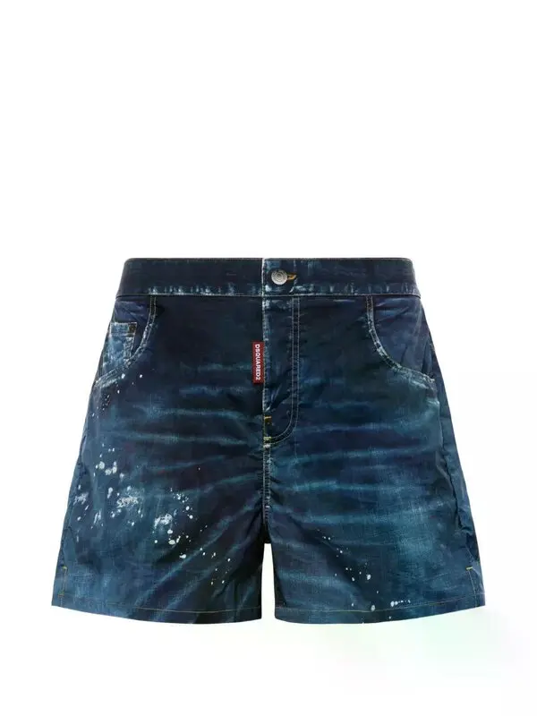 Dsquared2 Denim-print Swim Shorts - Blue