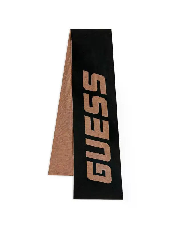Guess Logo-intarsia Scarf - Black