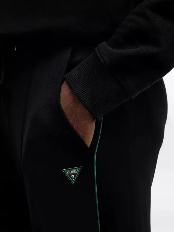 Guess Logo-patch Drawstring Track Pants - Black