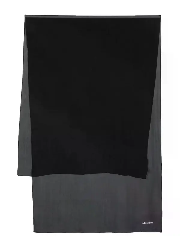Max Mara Embroidered Logo Silk Scarf - Black
