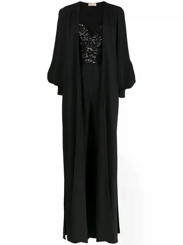 Elie Saab Cape-detail Sequin Jumpsuit - Black