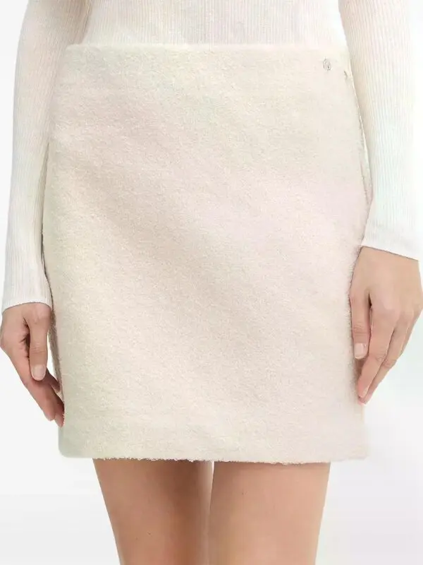 Guess Boucle Logo-plaque Skirt - Neutrals