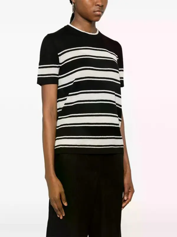 Max Mara Striped Linen T-shirt - Black