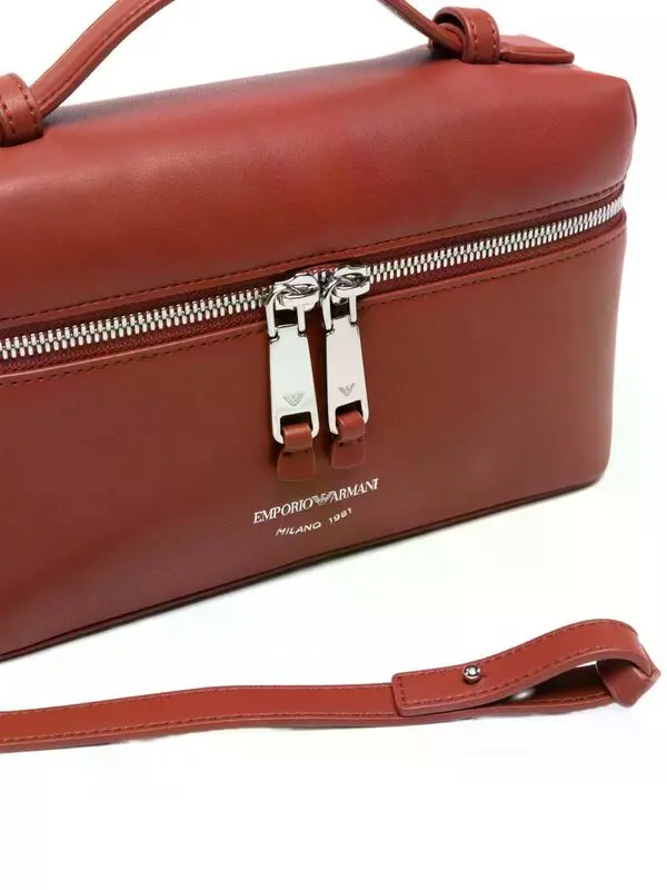 Emporio Armani Logo-print Leather Makeup Bag - Brown