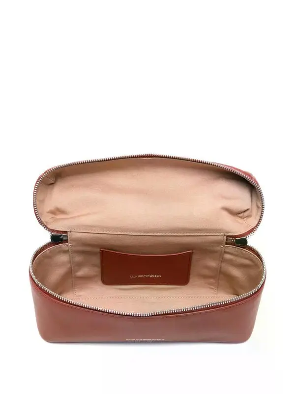 Emporio Armani Logo-print Leather Makeup Bag - Brown