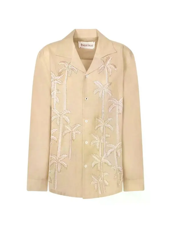 BAZISZT Palm-tree Embroidered Shirt