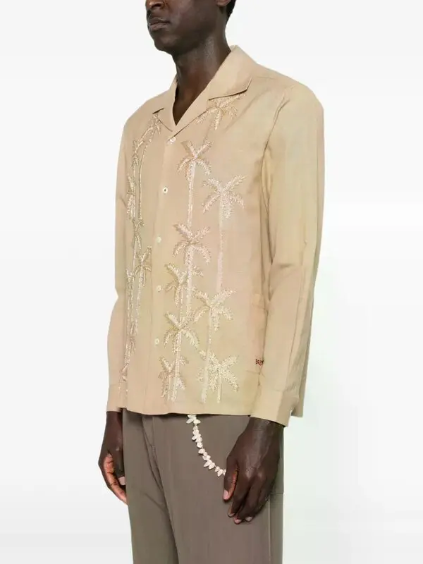 BAZISZT Palm-tree Embroidered Shirt