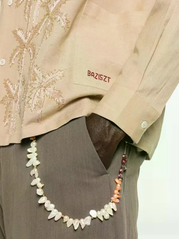 BAZISZT Palm-tree Embroidered Shirt