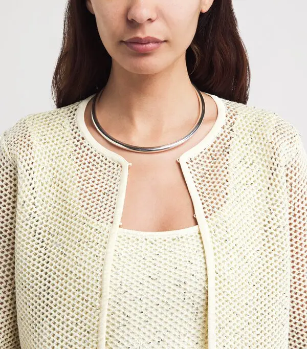 Maje Embellished Open-knit Cardigan