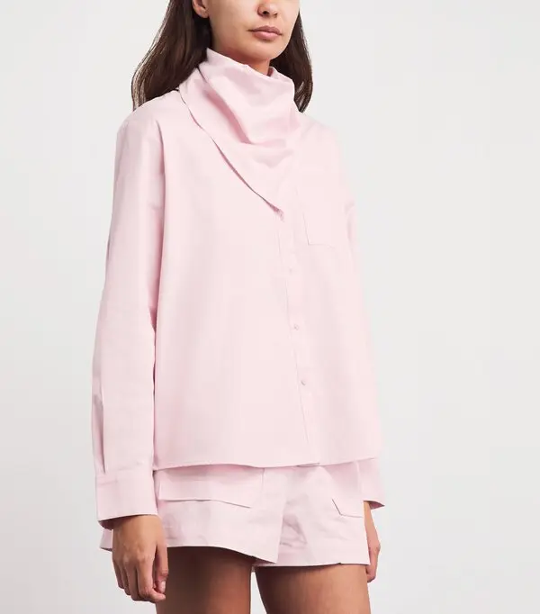 Maje Cotton Shirt With Scarf Detail