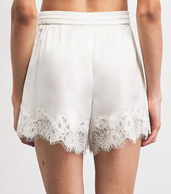 FLEUR DU MAL Stretch-silk Lace-trimmed Juliet Shorts