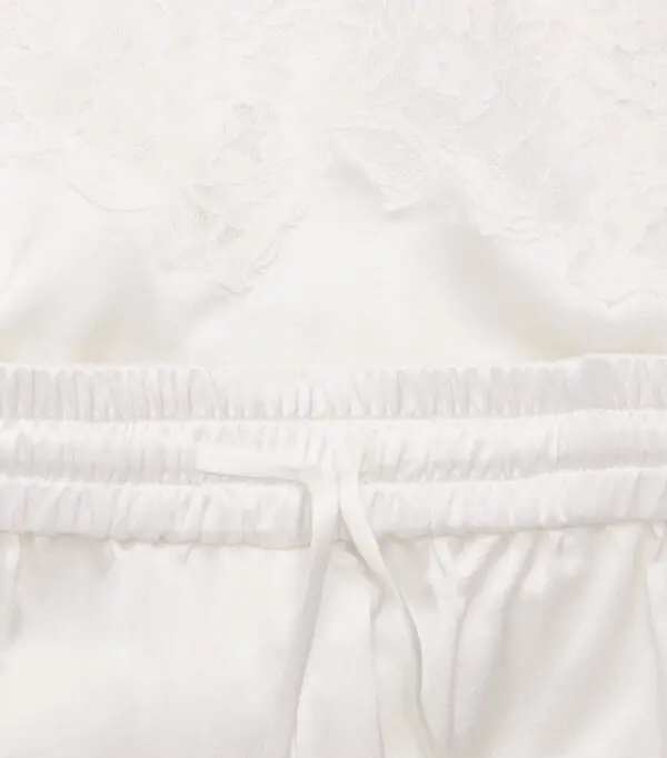 FLEUR DU MAL Stretch-silk Lace-trimmed Juliet Shorts