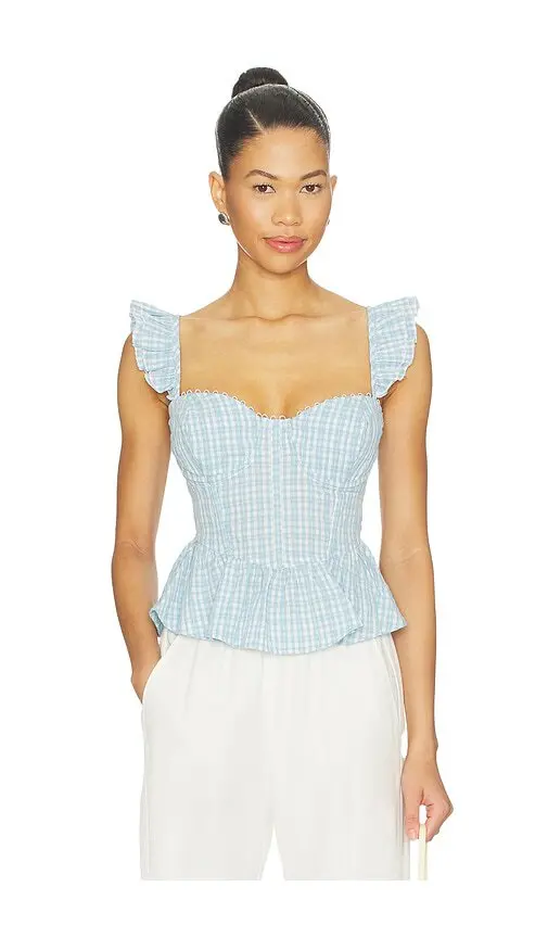 Astr The Label Baylin Top - Blue Plaid
