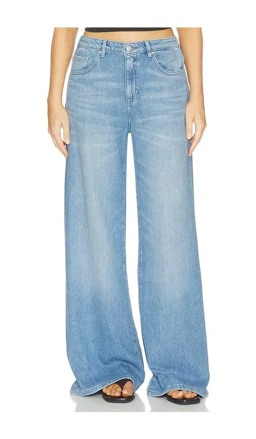 DL1961 Alex Aura Low Rise Wide Leg Jeans - Riverbank Aura