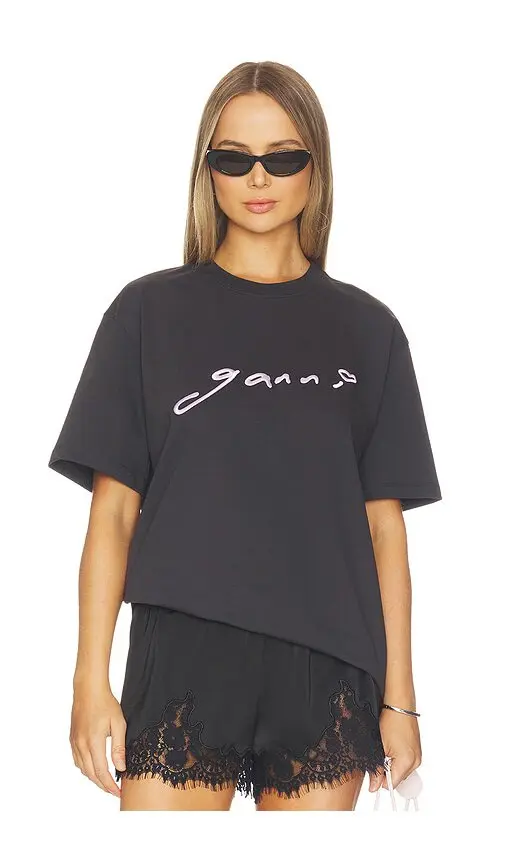 GANNI Heavy Cotton Jersey Relaxed Fit T-shirt - Phantom