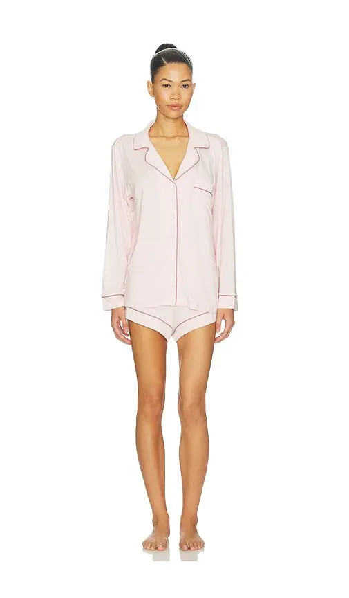 Eberjey Gisele Pajama Set In Pink - Pale Pink & Fig