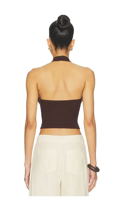 Enza Costa Silk Rib U Halter - Chocolate