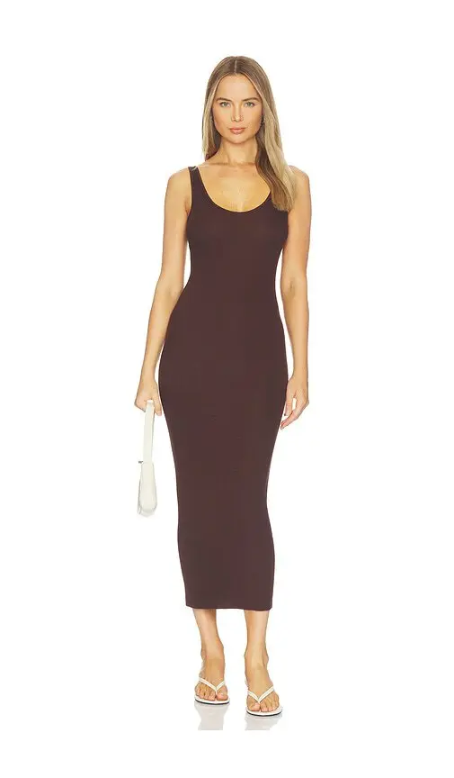 Enza Costa Silk Knit Tank Maxi Dress - Chocolate