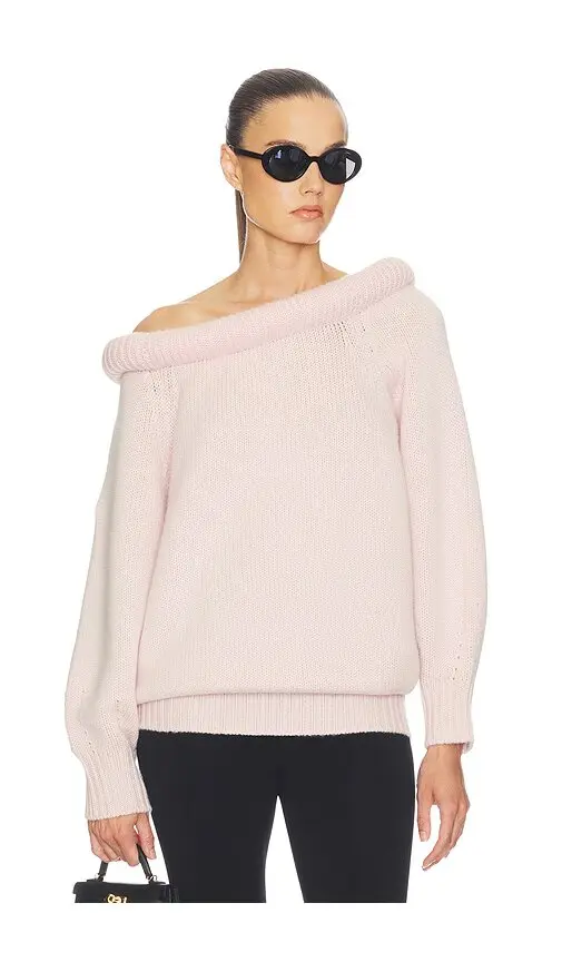HELSA Cressidia Off Shoulder Sweater - Light Pink