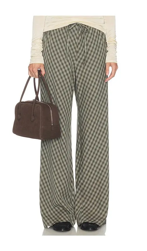 HELSA Novelty Bias Cut Pants In Green,brown - Green & Brown Plaid