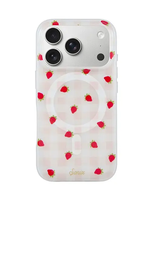 Sonix Magsafe Compatible Iphone 17 Pro Case In White - Strawberry Gingham