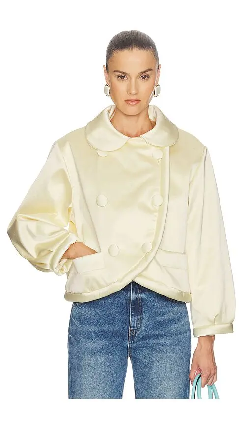 HELSA Sateen Puff Jacket - Pale Yellow