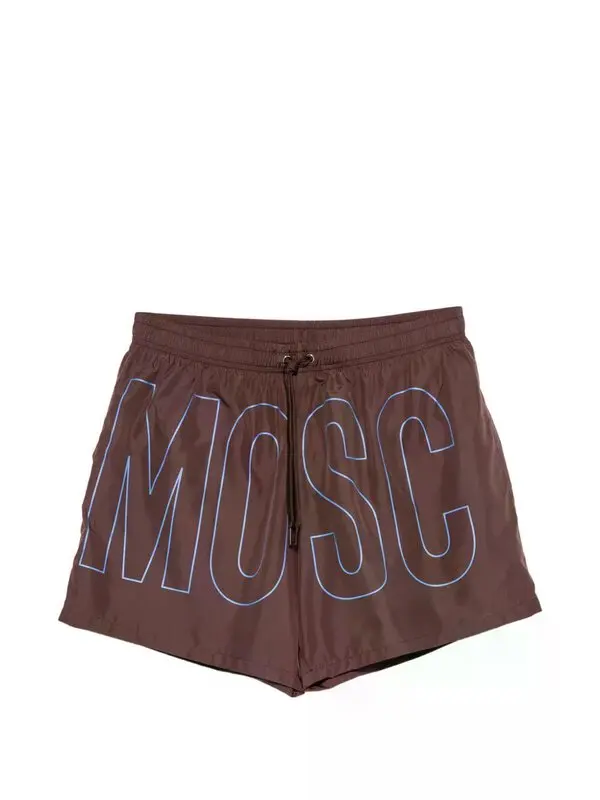Moschino Logo-print Drawstring Swim Shorts - Brown