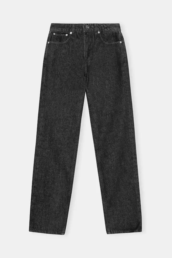 GANNI High Rise Straight Leg Jeans - Black