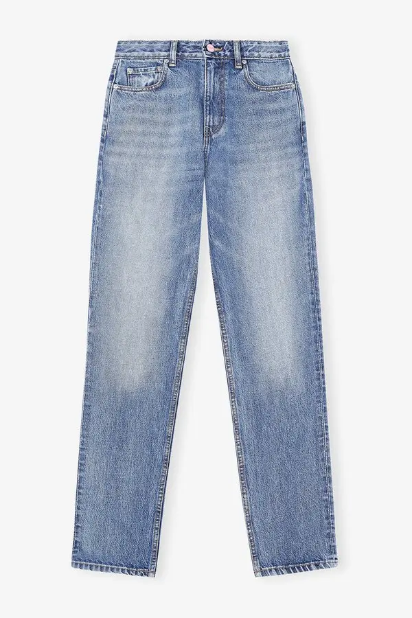 GANNI High Rise Straight Leg Jeans - Blue
