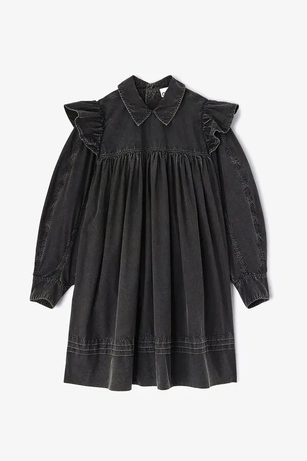 GANNI Washed Mini Shirt Dress - Black