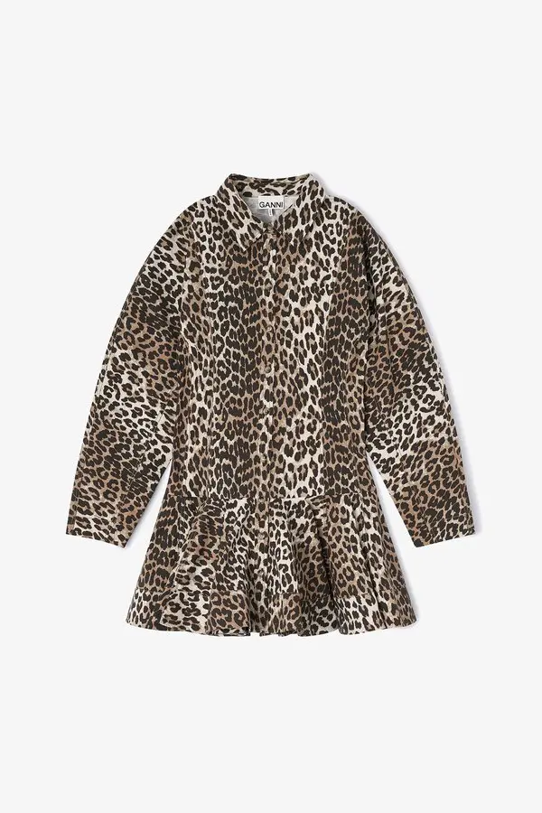 GANNI Leopard Print Shirt Dress