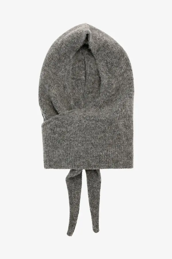 GANNI Ribbed Wool Balaclava - Grey